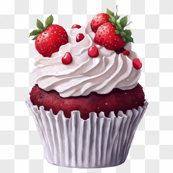 Download Red Velvet Cupcake with Strawberries and Cream Cartoons Online ...