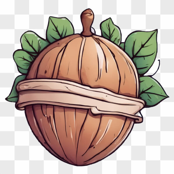 Download Stylized Nut with Leaves Cartoons Online - Creative Fabrica