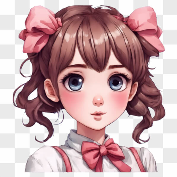 Download Anime Character with Pink Bows Cartoons Online - Creative Fabrica