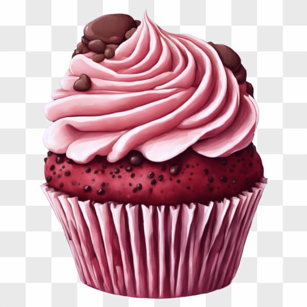 Download Delicious Red Velvet Cupcake with Pink Frosting Cartoons ...