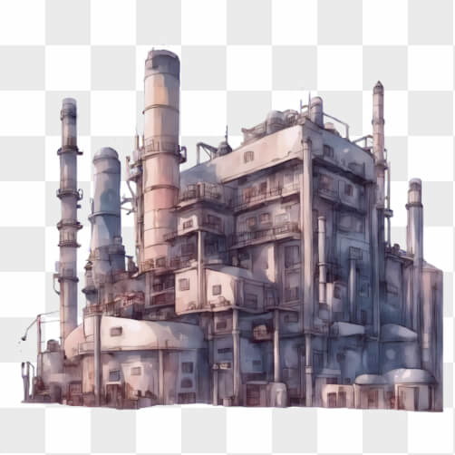 Download Intricate Industrial Complex with Pipes and Towers Cartoons ...