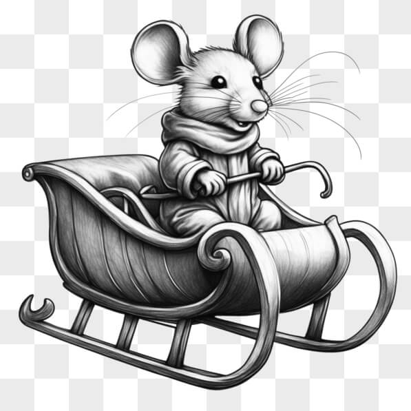 Download Whimsical Mouse in Vintage Sled Sketches Online - Creative Fabrica