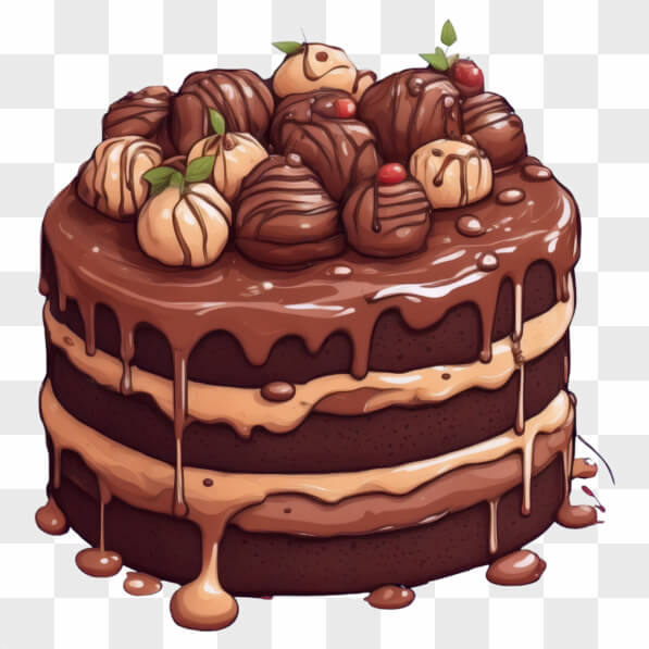 Download Decadent Chocolate Cake with Truffles and Decorations Cartoons ...