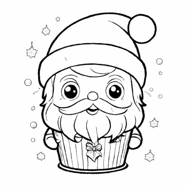 Download Cute Santa Claus Cupcake Illustration Coloring pages Online ...