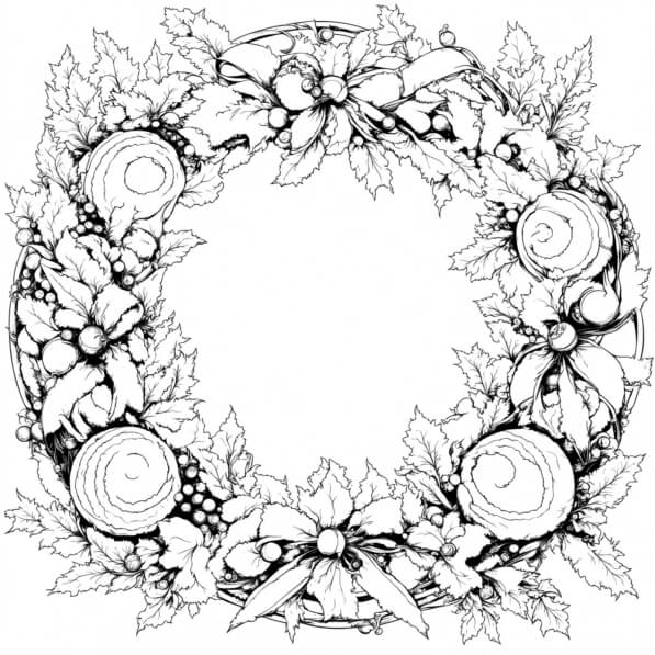 Download Intricate Holiday Wreath Illustration Coloring pages Online ...