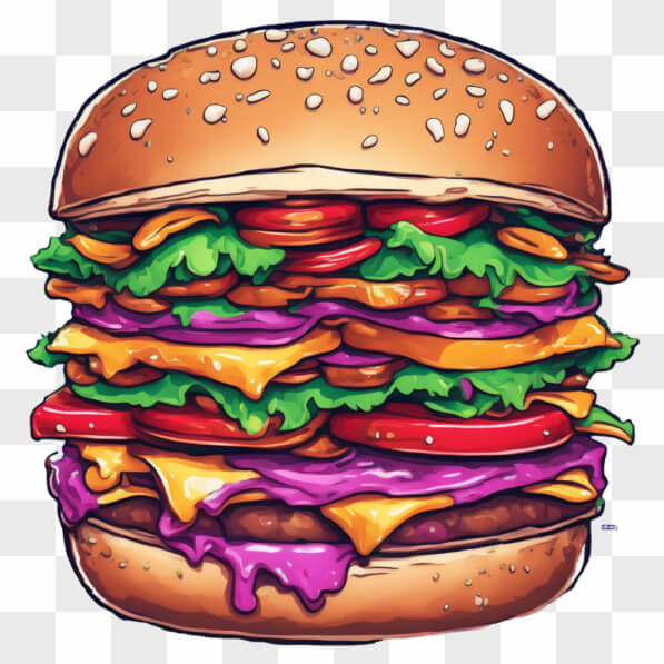 Download Colorful Stacked Burger Illustration Cartoons Online ...