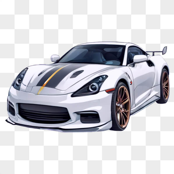 Download Sleek White Sports Car Cartoons Online - Creative Fabrica
