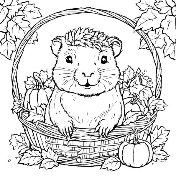 Télécharger Cochon d'Inde dans un panier avec des éléments d'automne ...