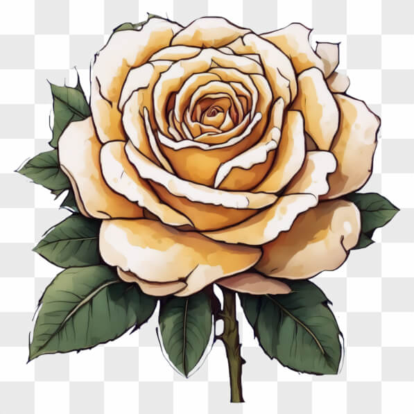 Download Illustrated Creamy Yellow Rose Cartoons Online - Creative Fabrica