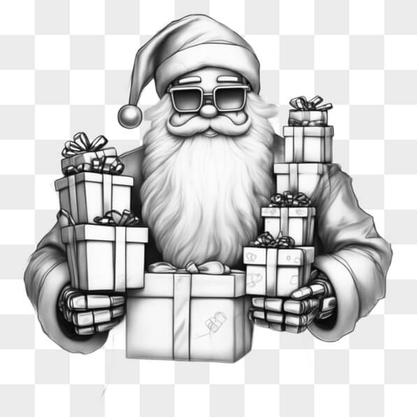 Download Stylized Santa Claus with Gift Boxes Sketches Online ...