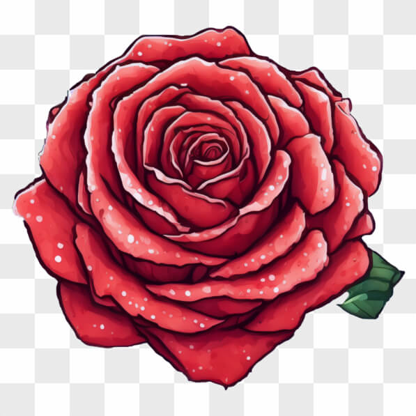 Download Illustrated Red Rose with Sparkling Droplets Cartoons Online ...