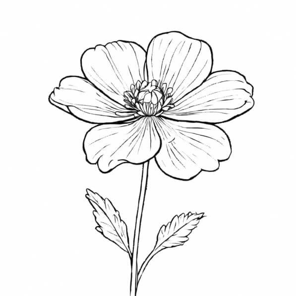 Download Detailed Line Drawing of a Flower Coloring pages Online ...