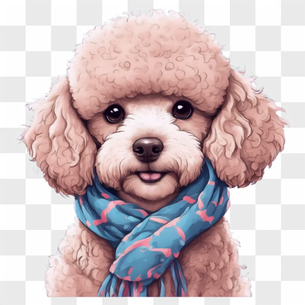 Download Poodle in a Blue Scarf Cartoons Online - Creative Fabrica