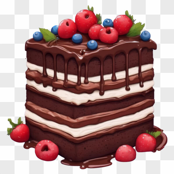 Download Chocolate Layer Cake with Berries Cartoons Online - Creative ...