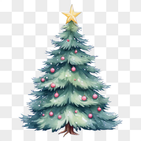 Download Decorated Christmas Tree with Pink Ornaments and Golden Star ...