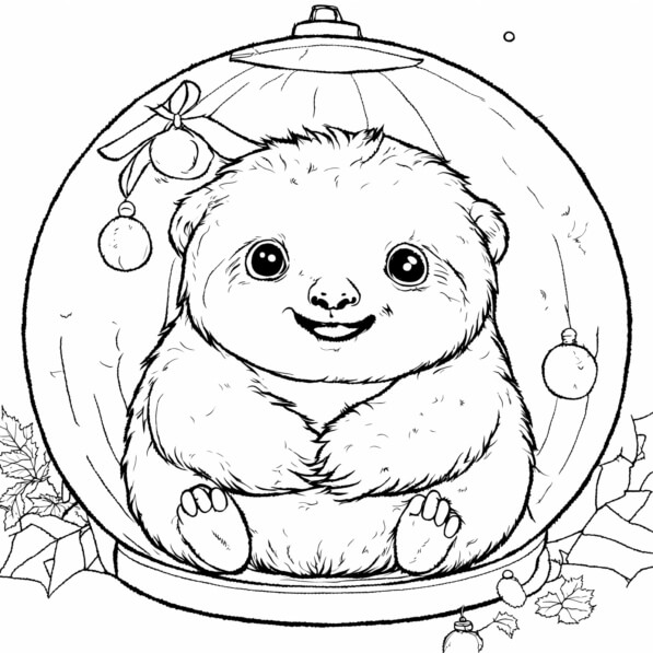 Download Cute Sloth in a Snow Globe Coloring pages Online - Creative ...