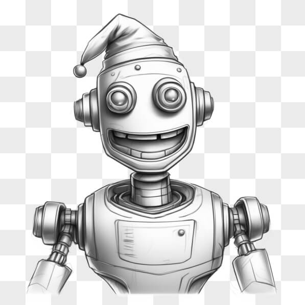 Descarga Robot alegre con gorro de Santa Bocetos En Línea - Creative ...