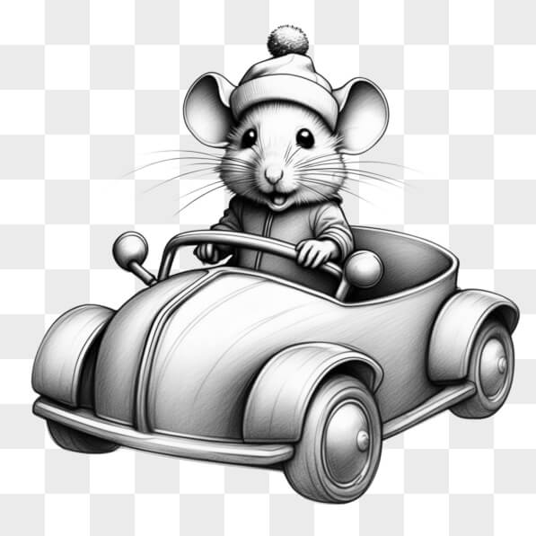 Download Cheerful Mouse Driving a Vintage Car Sketches Online ...