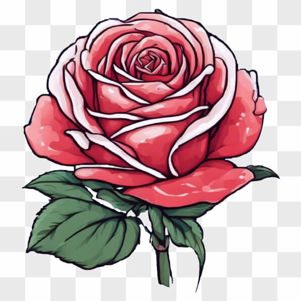 Download Illustrated Rose with Pink and Red Petals Cartoons Online ...