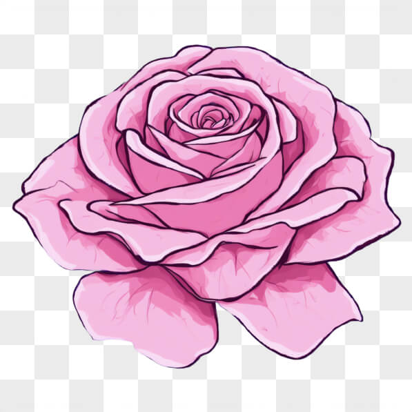 Download Stylized Pink Rose Illustration Cartoons Online - Creative Fabrica