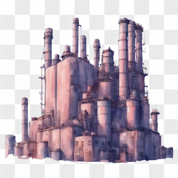 Download Industrial Complex with Pipes and Smokestacks Cartoons Online ...