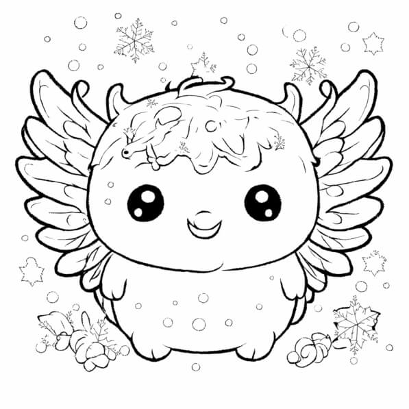 Download Cute Winged Creature in a Winter Wonderland Coloring pages ...