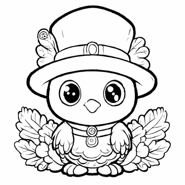 Download Cute Cartoon Bird with Hat Coloring pages Online - Creative ...