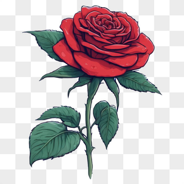 Download Illustration of a Red Rose Cartoons Online - Creative Fabrica