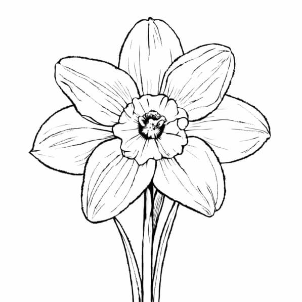 Download Detailed Line Drawing of a Daffodil Flower Coloring pages ...