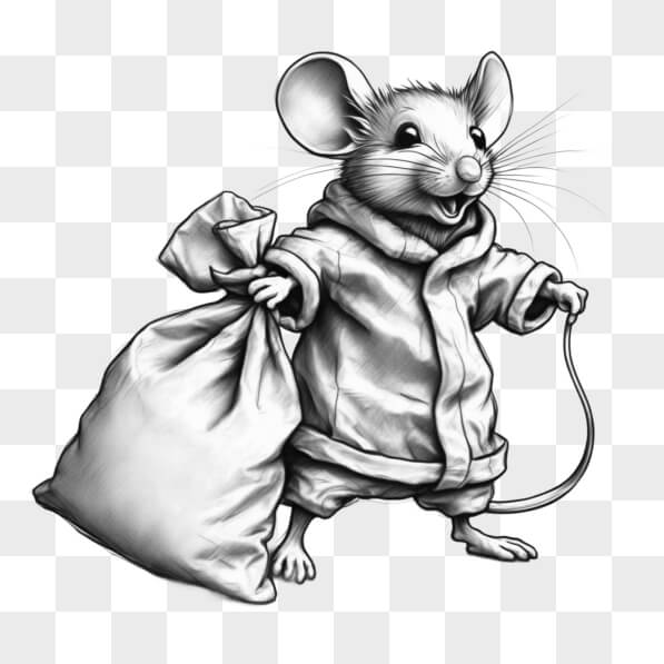Descarga Ratón alegre con saco Bocetos En Línea - Creative Fabrica