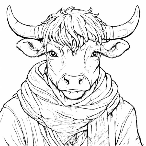Download Anthropomorphic Cow Character Coloring pages Online - Creative ...