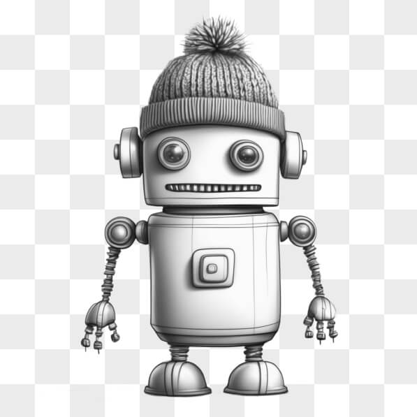 Descarga Robot caprichoso con gorro Bocetos En Línea - Creative Fabrica