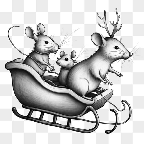 Download Mice Riding a Sleigh Sketches Online - Creative Fabrica