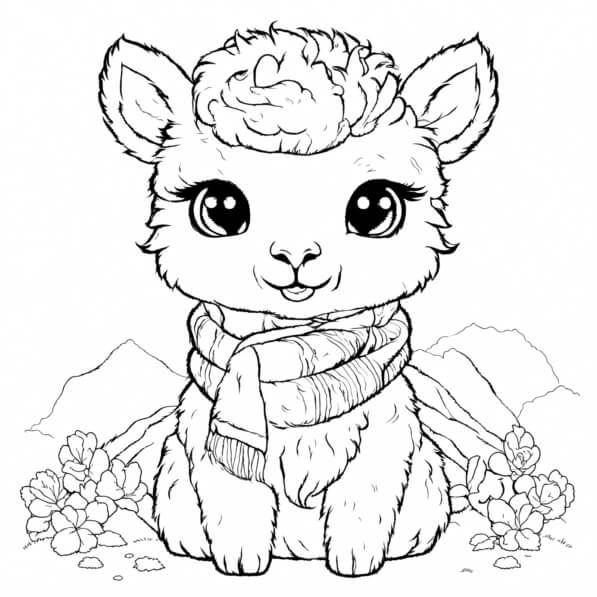 Download Cute Cartoon Alpaca Coloring pages Online - Creative Fabrica