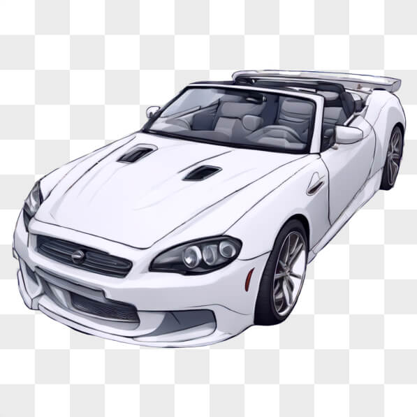 Download Sleek White Convertible Sports Car Cartoons Online - Creative ...