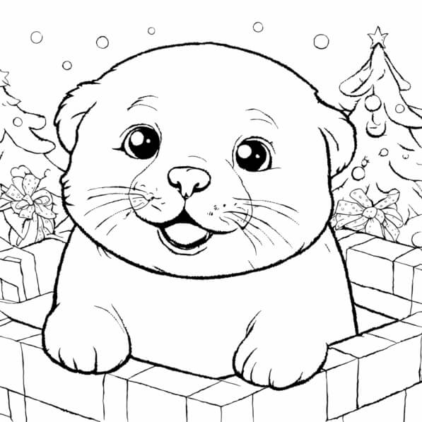 Descarga Nutria Feliz en una Caja de Regalo Páginas para colorear En ...