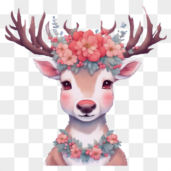 Descarga Ciervo de dibujos animados lindo con corona floral Cartoons En ...