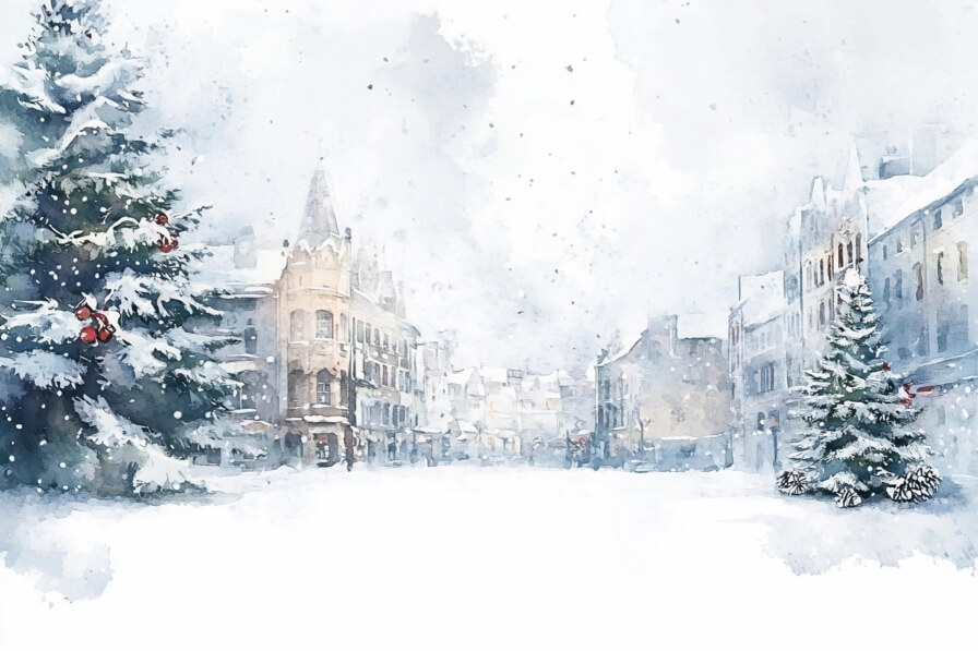 Download Winter Holiday Scene with Snow and Christmas Trees Backgrounds ...