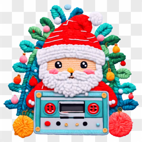Download Kawaii Santa Claus with Vintage Tape Recorder Kawaii Online ...