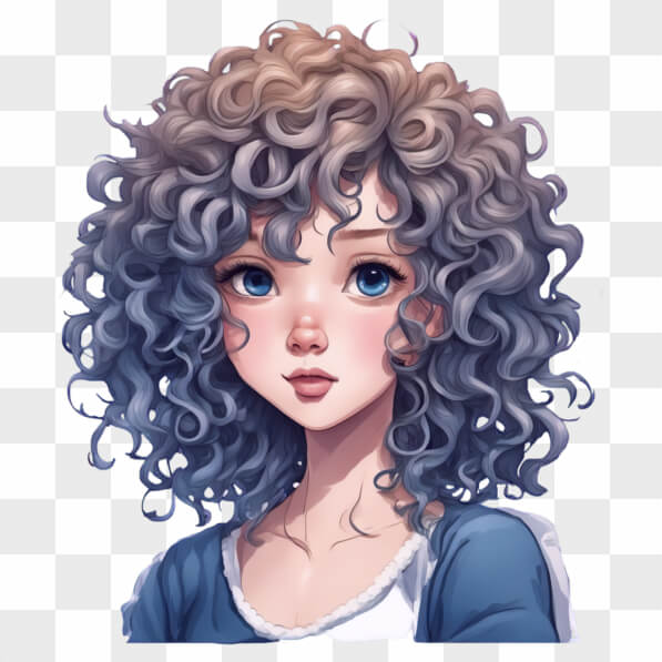 Download Illustration of a Young Girl with Curly Hair Cartoons Online ...
