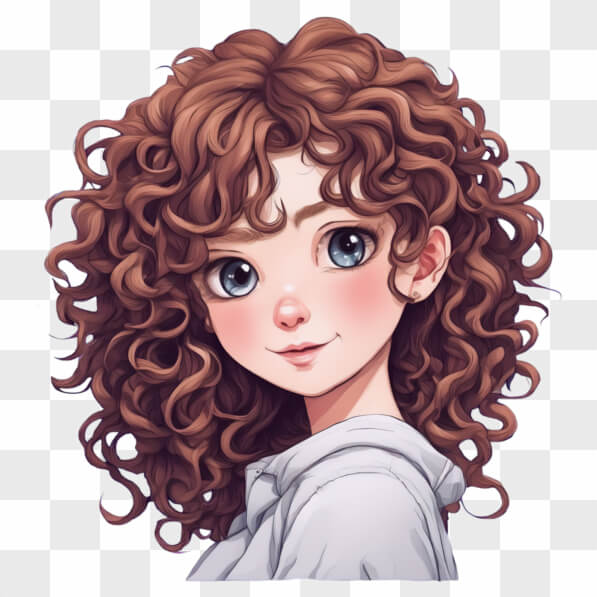 Download Whimsical Girl with Curly Hair and Blue Eyes Cartoons Online ...