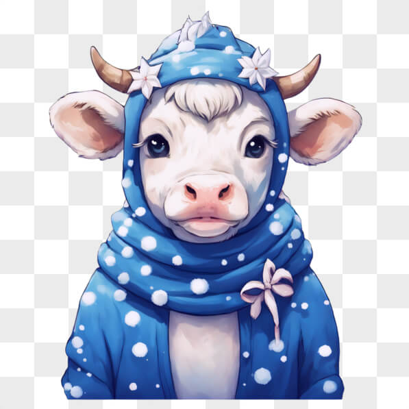 Baixe Personagem de Vaca Kawaii em Traje de Inverno Azul Kawaii ...