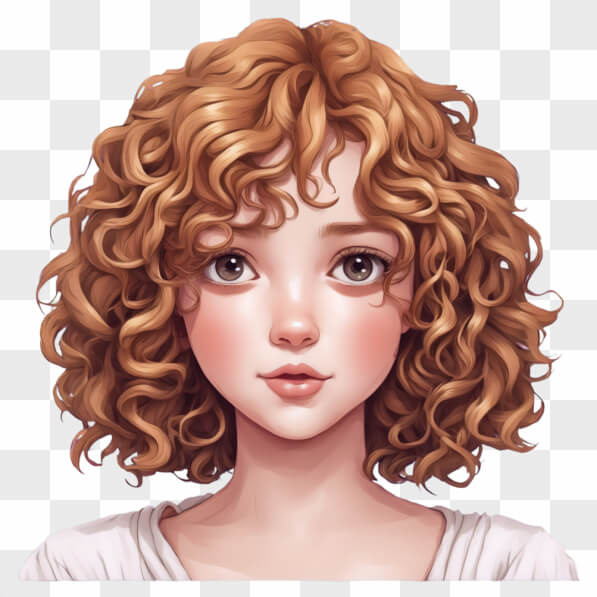 Download Illustration of a Young Girl with Curly Hair Cartoons Online ...
