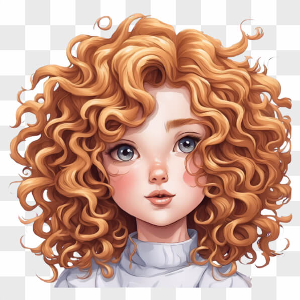 Descarga Ilustración digital de una niña joven con cabello rizado naranja. Cartoons En Línea ...