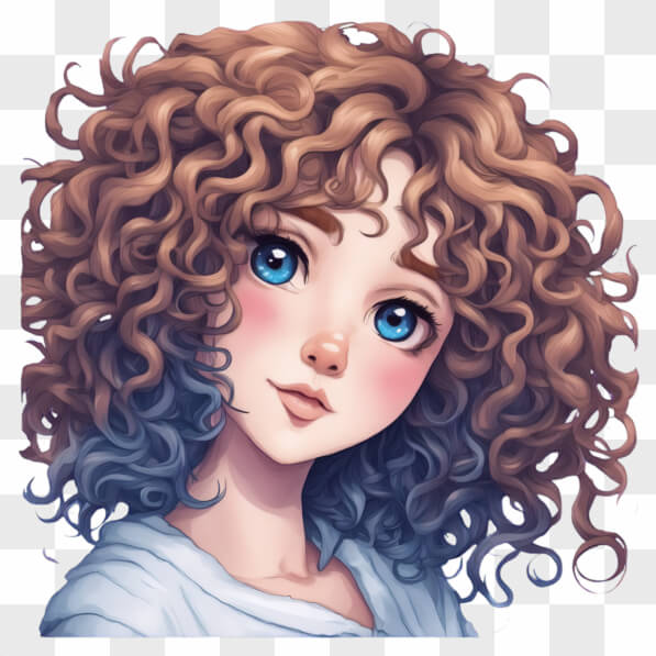 Download Stylized Portrait of a Girl with Curly Hair Cartoons Online ...
