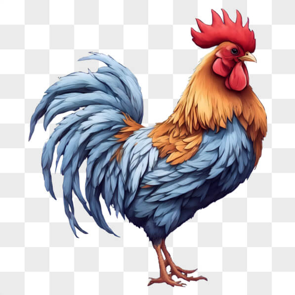 Download Majestic Rooster with Blue and Orange Feathers Cartoons Online ...