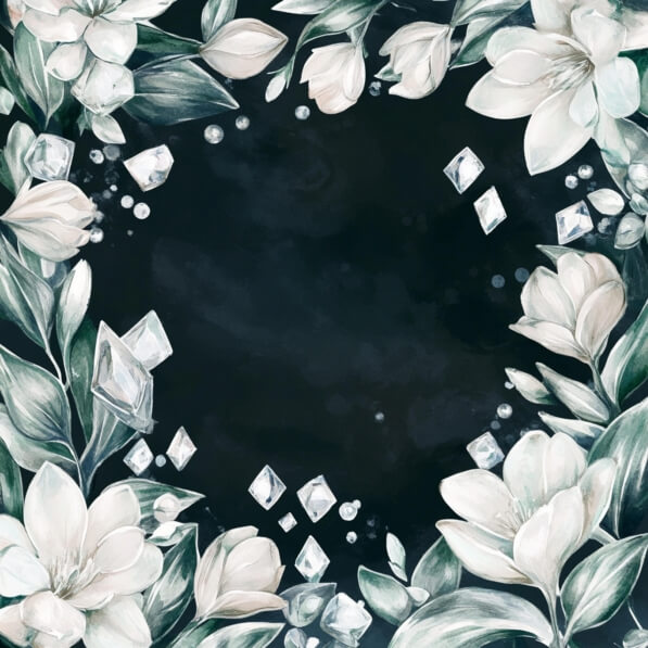 Download Floral Border with Diamonds on Dark Background Backgrounds ...