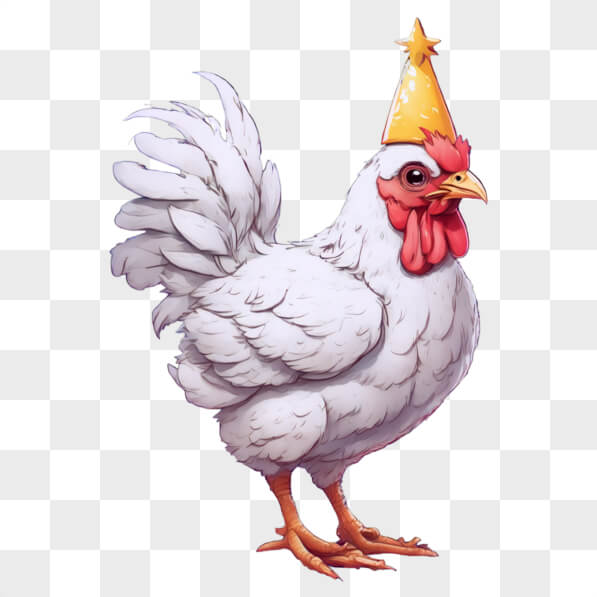 Descarga Pollo Alegre con Sombrero de Fiesta Cartoons En Línea - Creative Fabrica
