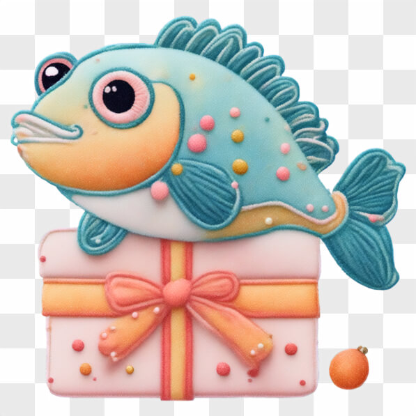 Download Kawaii Fish on Gift Box Kawaii Online - Creative Fabrica