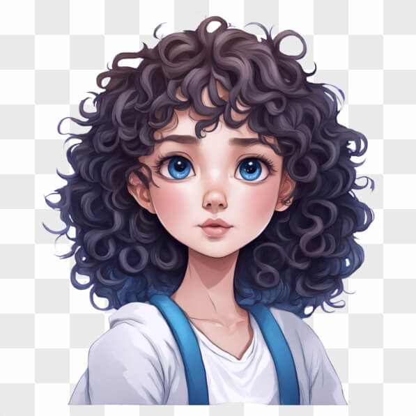 Download Stylized Illustration of a Girl with Curly Hair Cartoons ...